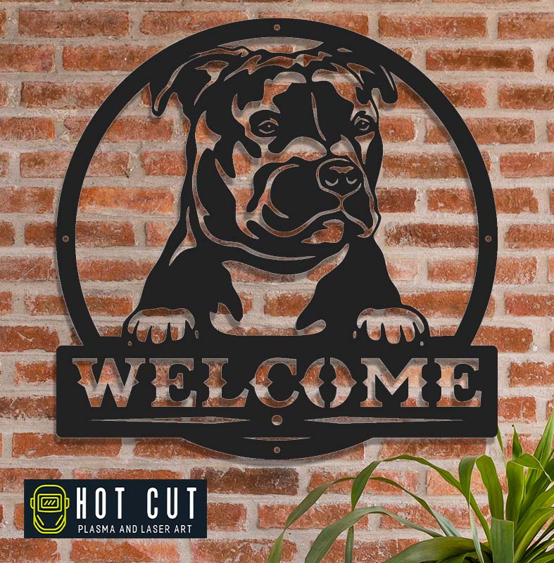 Bull Terrier Welcome Sign - Hot Cut